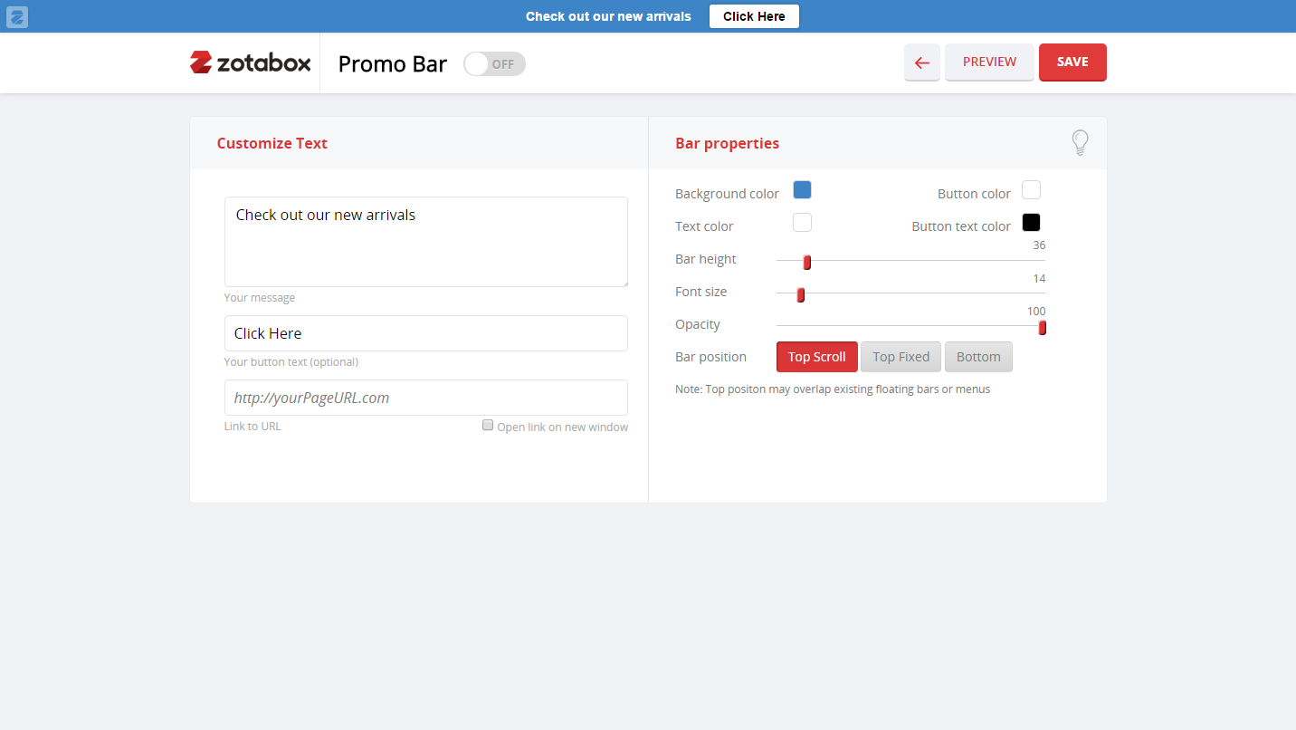 Promo Bar - Responsive and Fully Customizable Bar